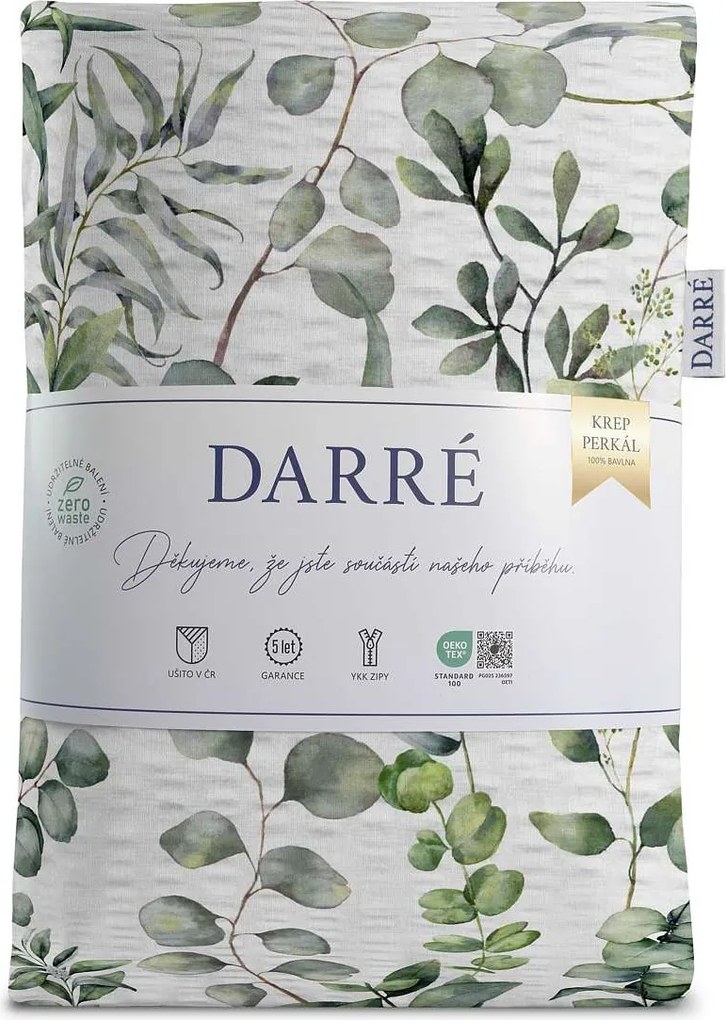 Krepové prodloužené povlečení Listy eukalyptu Velikost: 140 x 220 + 70 x 90