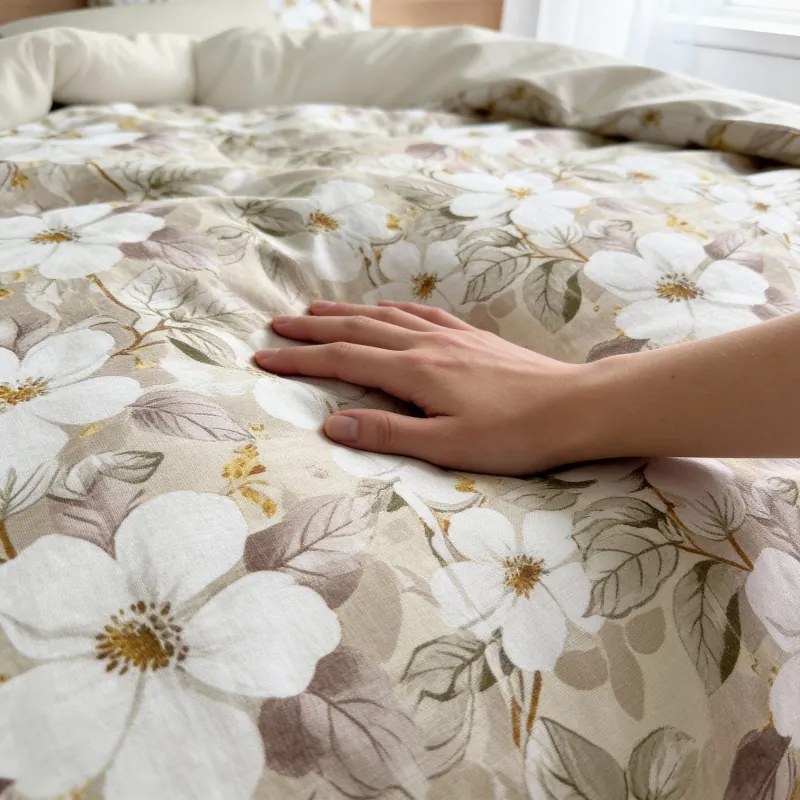 Ervi Bavlněné povlečení oboustranné - Tichá romance/béžové
