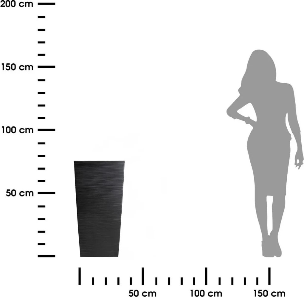PLASTOVÝ KVĚTINÁČ PORTO RIFLO 75X39,5X39,5 CM ČERNÁ