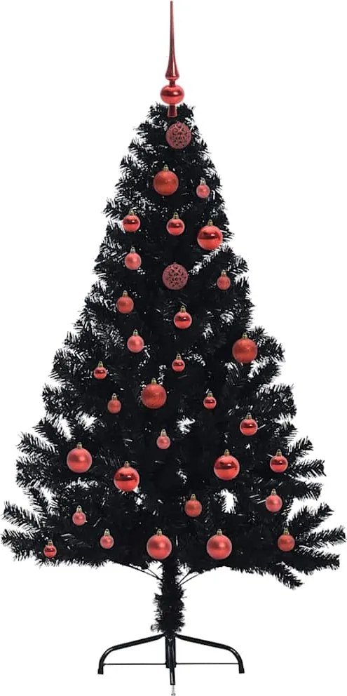 Umělý osvětlený vánoční stromeček Černá 150 cm PVC 3397128