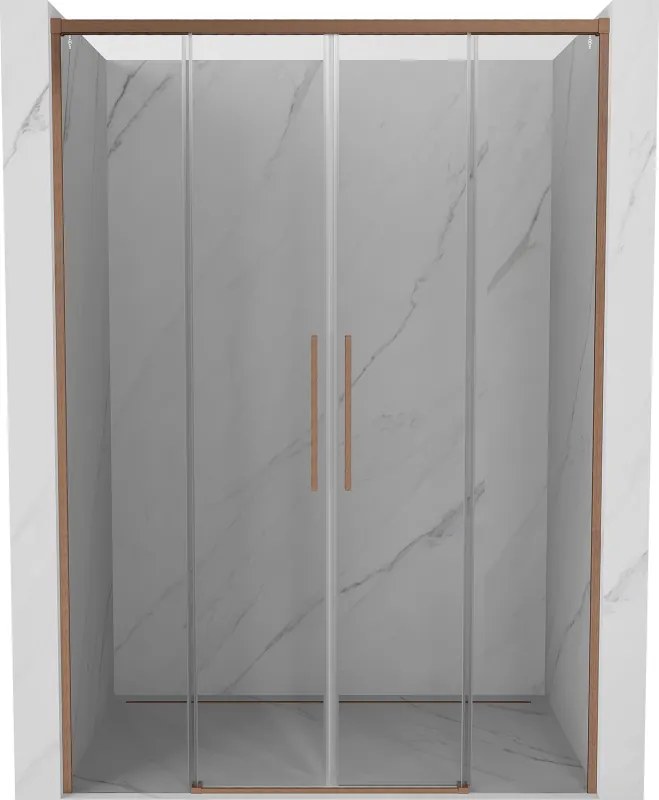 Mexen Rox, posuvné sprchové dveře 140 cm, 8mm čiré sklo, měděný matný profil, 8C2-140-002-65-00