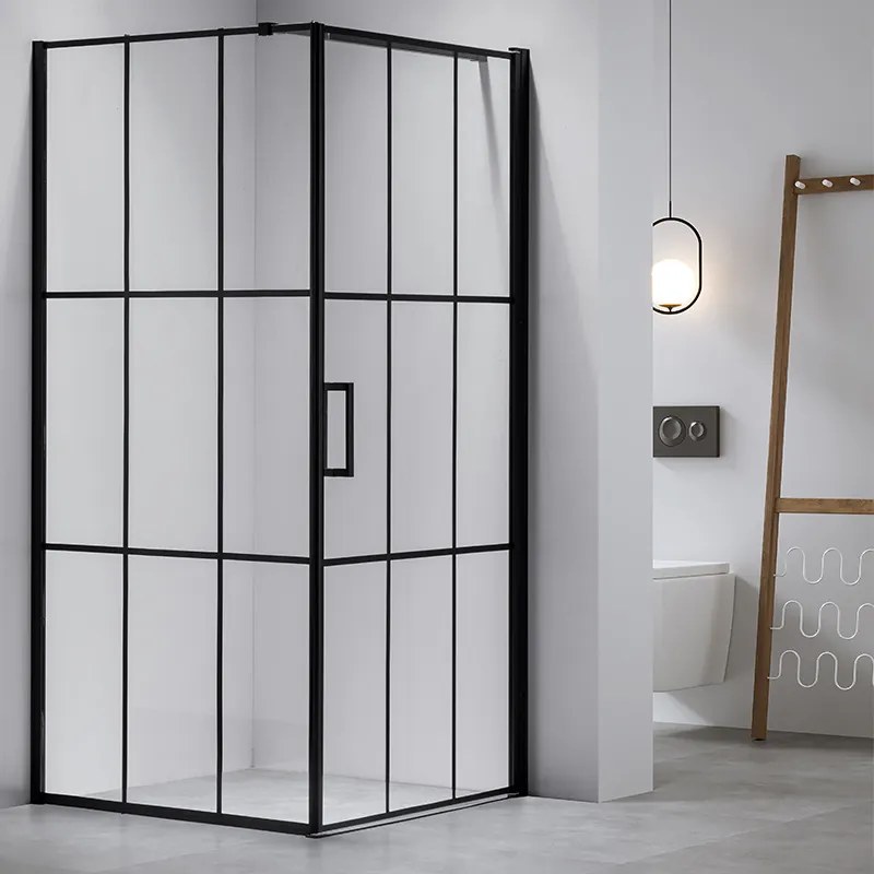 BPS-koupelny Čtvercový sprchový kout HYD-SK13B 90x90 černá/transparent - bez vaničky