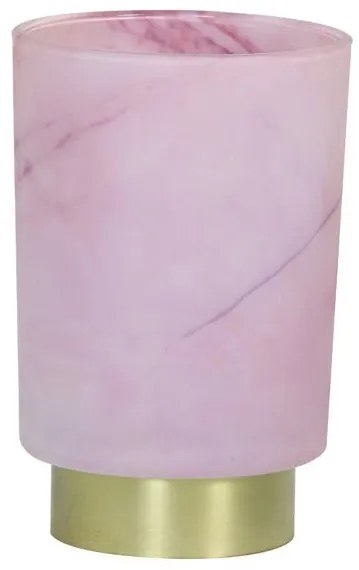 Růžová skleněná stolní lampa Marble Led - Ø10*27cm