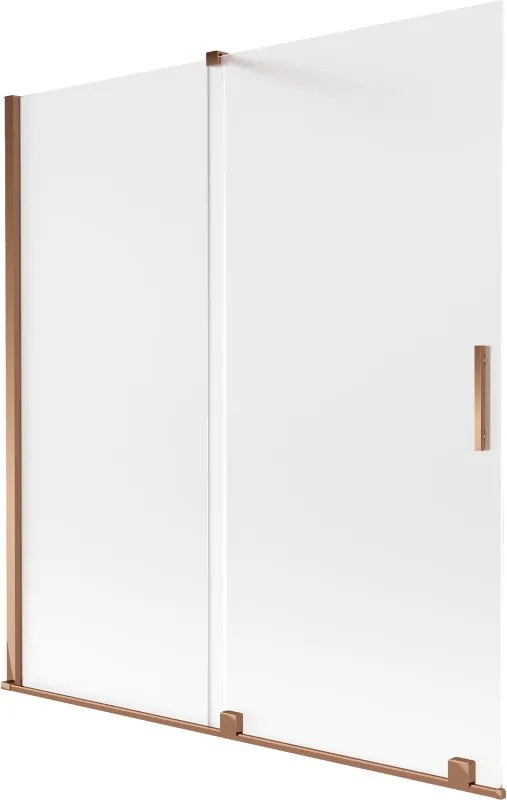 Mexen Velar, 2-křídlová posuvná vanová zástěna 150 x 150 cm, 8mm sklo námraza, růžové zlato, 896-150-000-31-60