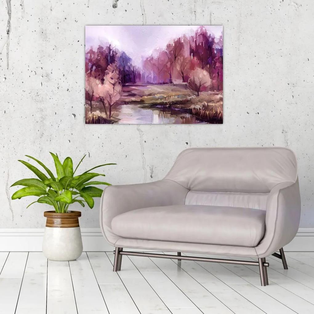 Skleněný obraz - Podzimní krajinomalba (70x50 cm)