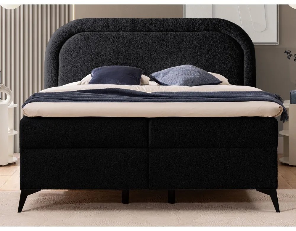 Černá boxspring postel s úložným prostorem 180x200 cm Ornes – Ropez