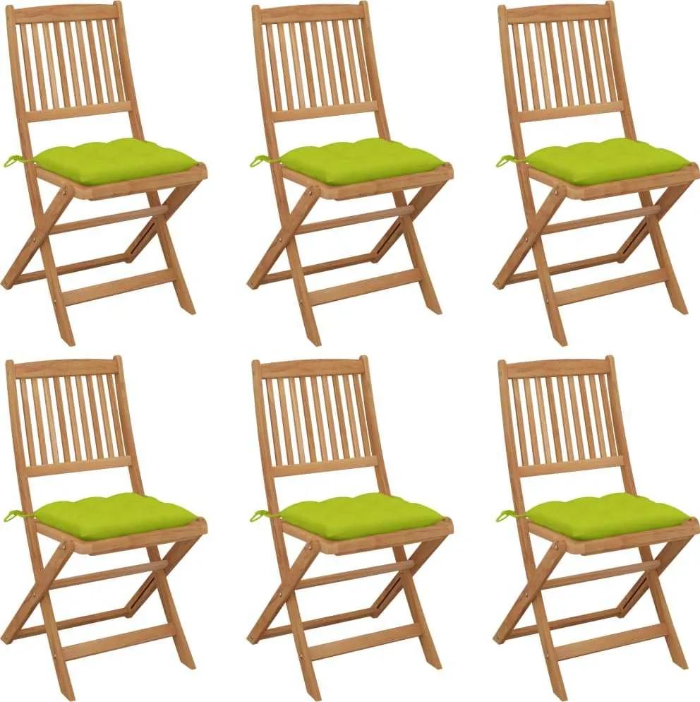 vidaXL Skládací zahradní židle s poduškami 6 ks masivní akácie [3075010] Barva: Červená