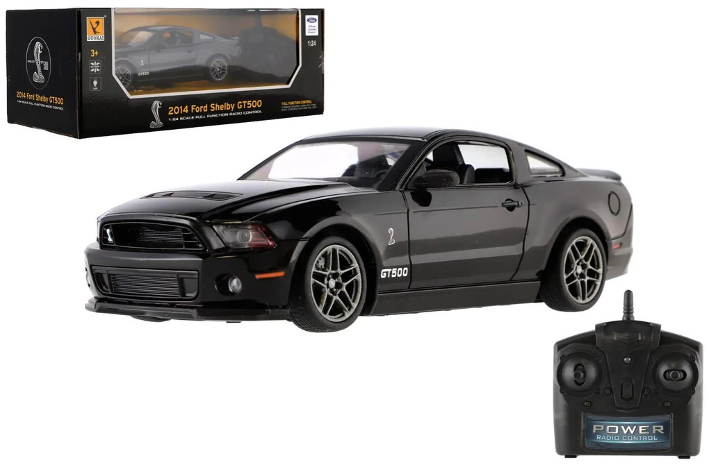 Auto RC Ford Shelby GT500 plast 18cm 2,4GHz na dálk. ovládání na baterie se světlem v krabici 29x11