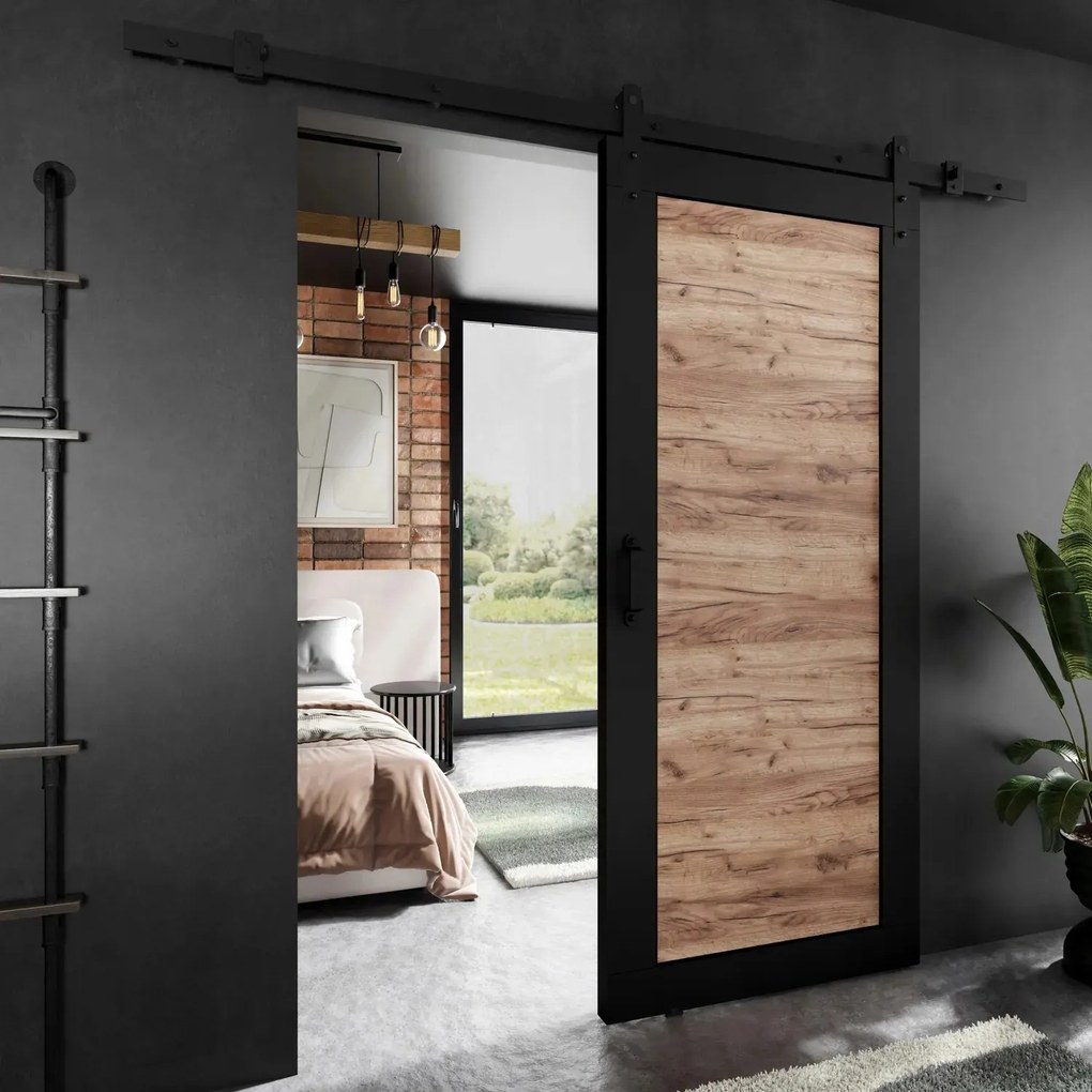 Posuvné dveře LOFT ADIO 1 černý + dub Craft zlatý 100