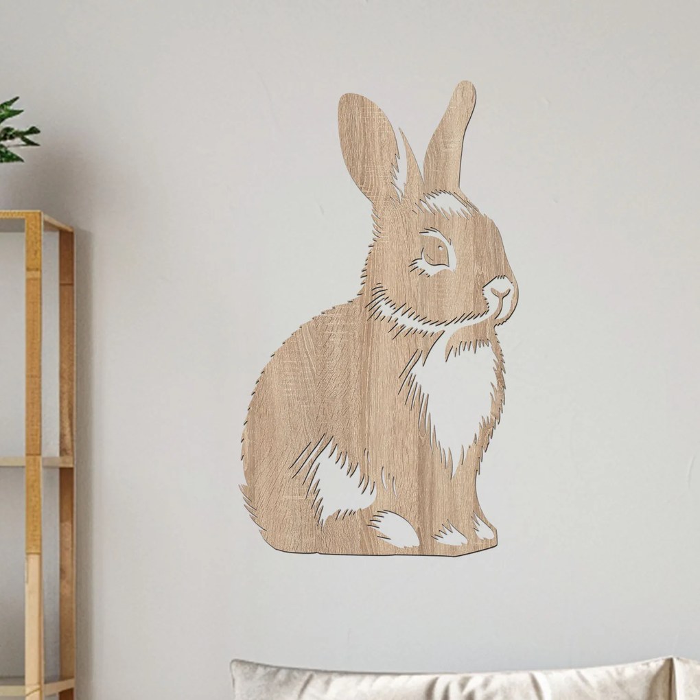 dřevo života Dřevěný obraz Králíka Zvolte rozměr (cm): 23x40, Zvolte barvu dekoru: Černá