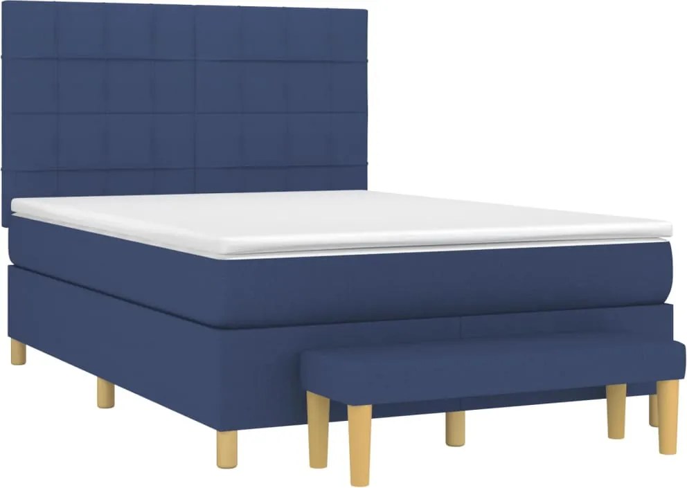 Box spring postel s matrací modrá 140x200 cm textil 3137163