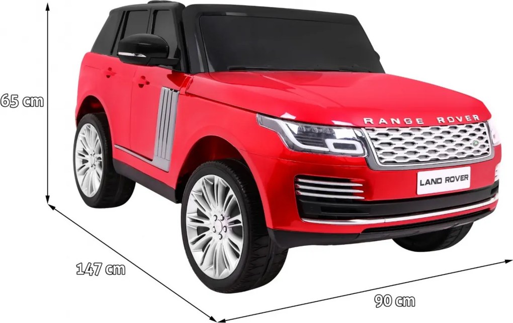 Ramiz Range Rover HSE lakované dětské auto pro 2 děti červené SUV + ovladač na dálkové ovládání + audio panel