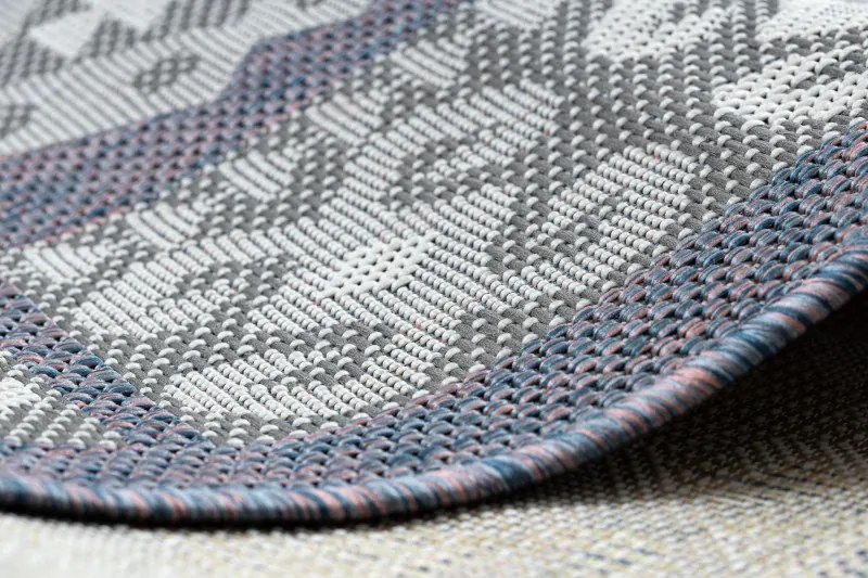 Dywany Łuszczów, Kusový koberec Sion Sisal Aztec 3007 blue/pink/ecru – na ven i na doma, 180x270, modrá, chodba / předsíň