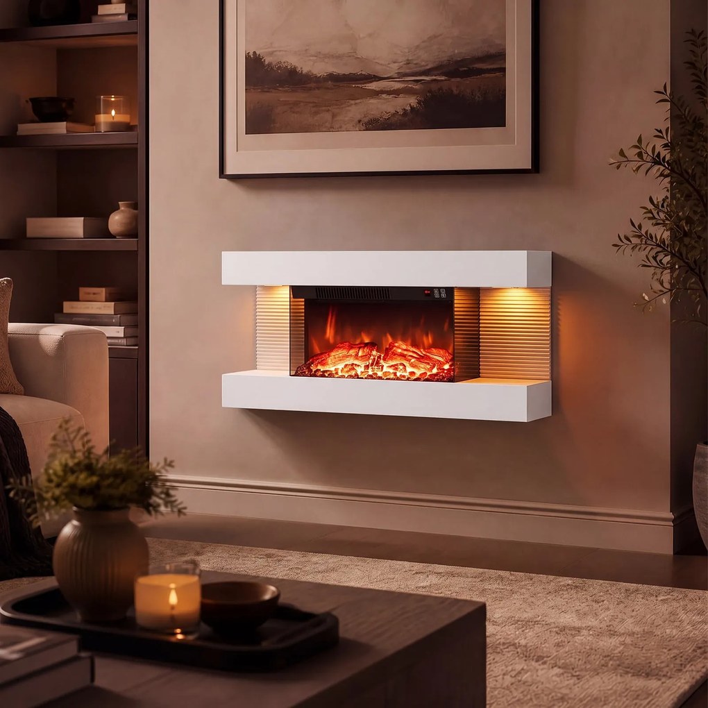 Costway Třístranný elektrický krb 81 cm s LED, bílý