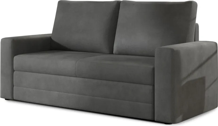 Tmavě šedá sametová rozkládací/s úložným prostorem pohovka 151 cm Wave – ELTAP