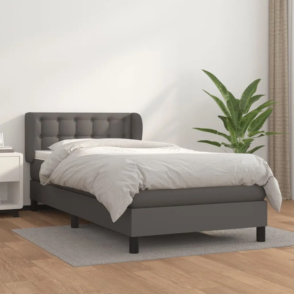 vidaXL Box spring postel s matrací šedá 80 x 200 cm umělá kůže