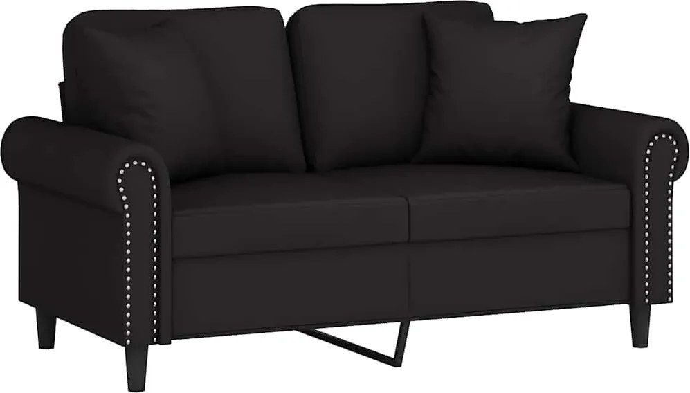 2místná pohovka s polštáři černá 120 cm samet 3200940