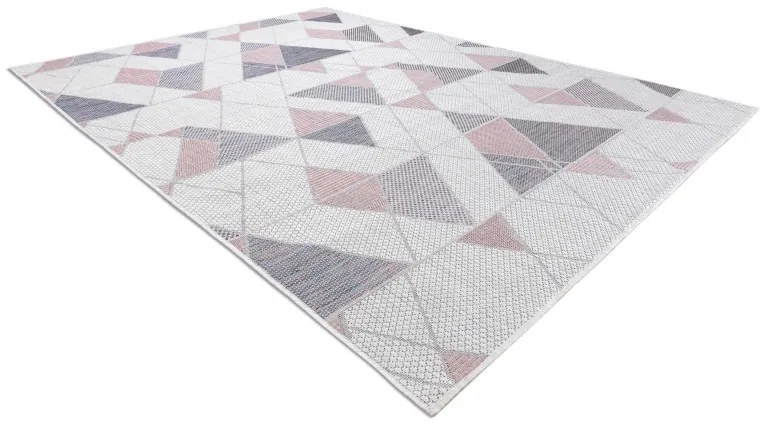 Dywany Łuszczów, Kusový koberec Sion Sisal Triangles B3006A ecru/pink – na ven i na doma, 120x170, růžová, chodba / předsíň