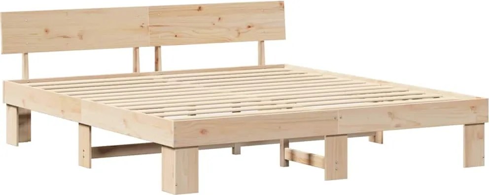 Rám postele s čelo Hnědá 200 x 200 cm Masivní borové dřevo 3382289