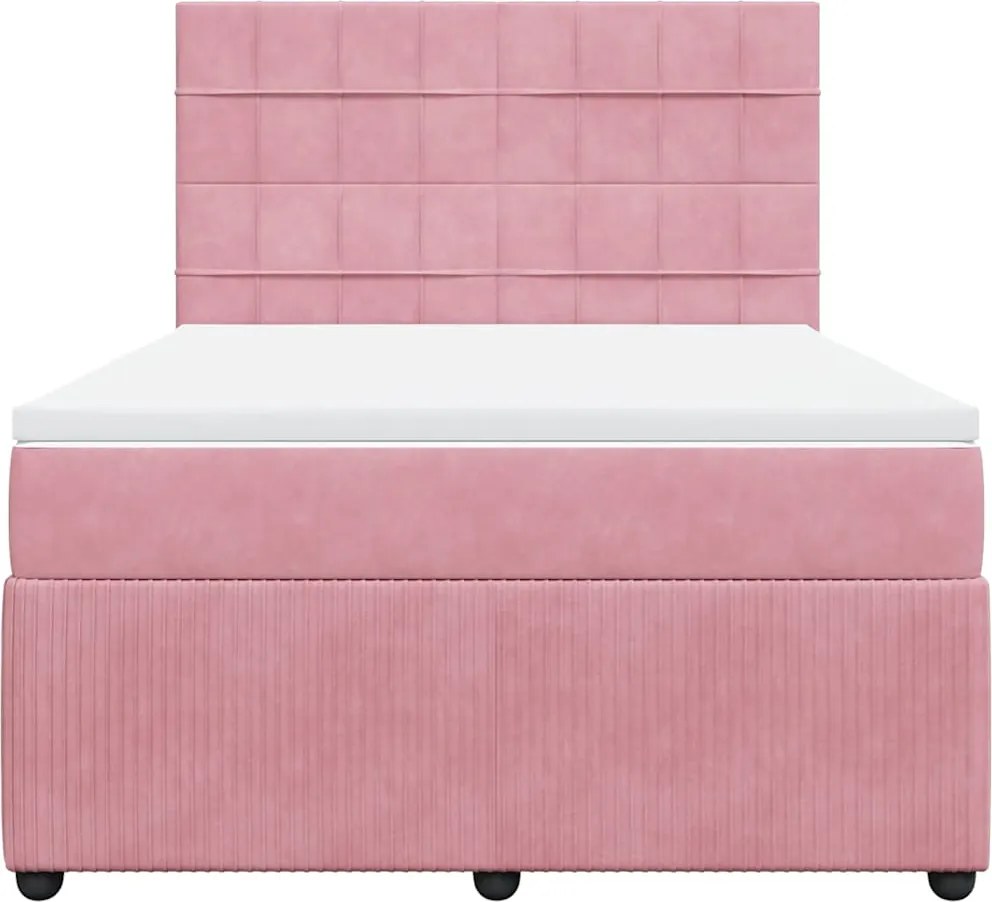 Box spring postel s matrací růžová 140x200 cm samet 3292363