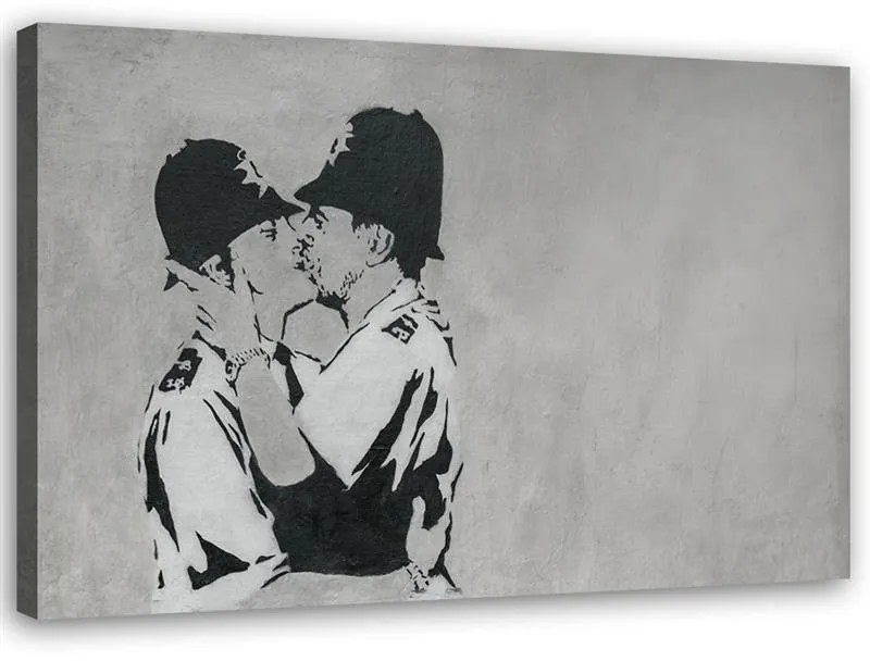 Gario Obraz na plátně Líbání policistů, Banksy nástěnná malba Rozměry: 60 x 40 cm