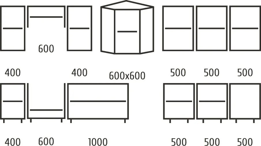 Kuchyně OASIS rohová ghotic/dub apalačský