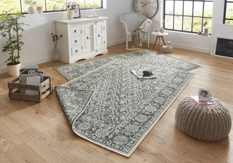 Hanse Home, Kusový koberec Twin-Wendeteppiche 103115 grün creme – na ven i na doma, 80x250, zelená, chodba / předsíň
