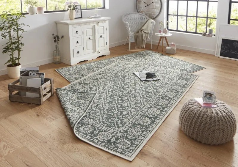 NORTHRUGS - Hanse Home koberce Kusový koberec Twin-Wendeteppiche 103115 grün creme – na ven i na doma - 80x350 cm