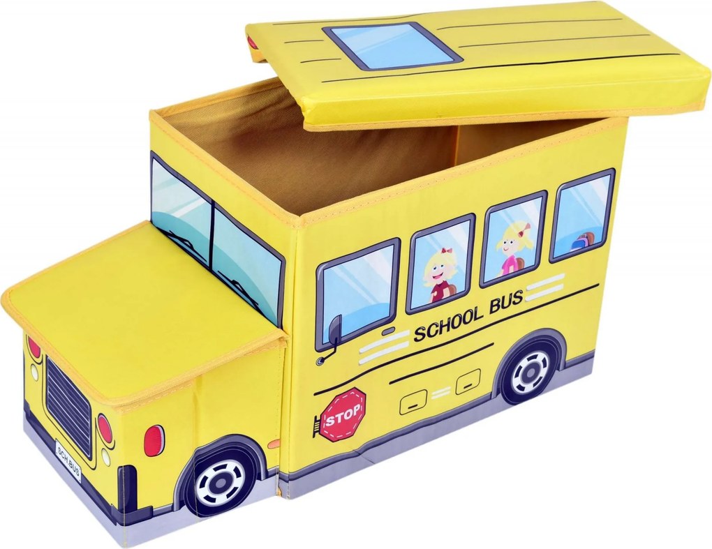Skládací taburet / koš na hračky Školní autobus
