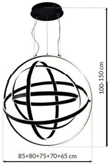 LED Lustr na lanku COPERNICUS 1xLED/260W/230V černá