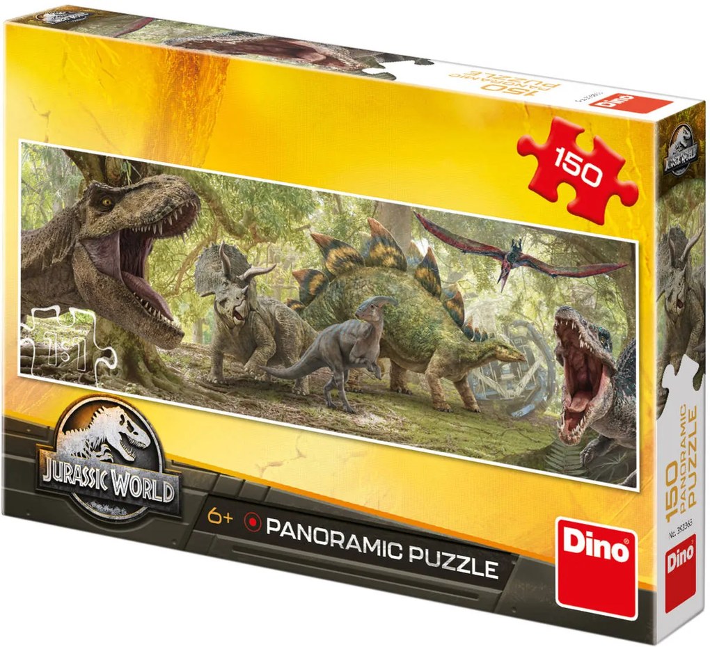 DINO Puzzle panoramatické 150 dílků Jurský Svět 66x23cm skládačka dn393363