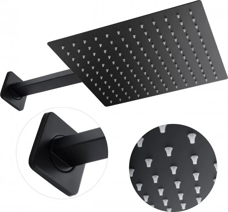 Erga Dual, podomítková sprchová souprava s dešťovou hlavicí 30x30 cm, i-BOX instalační systém, černá matná, ERG-YKA-BP.DUAL30-BLK