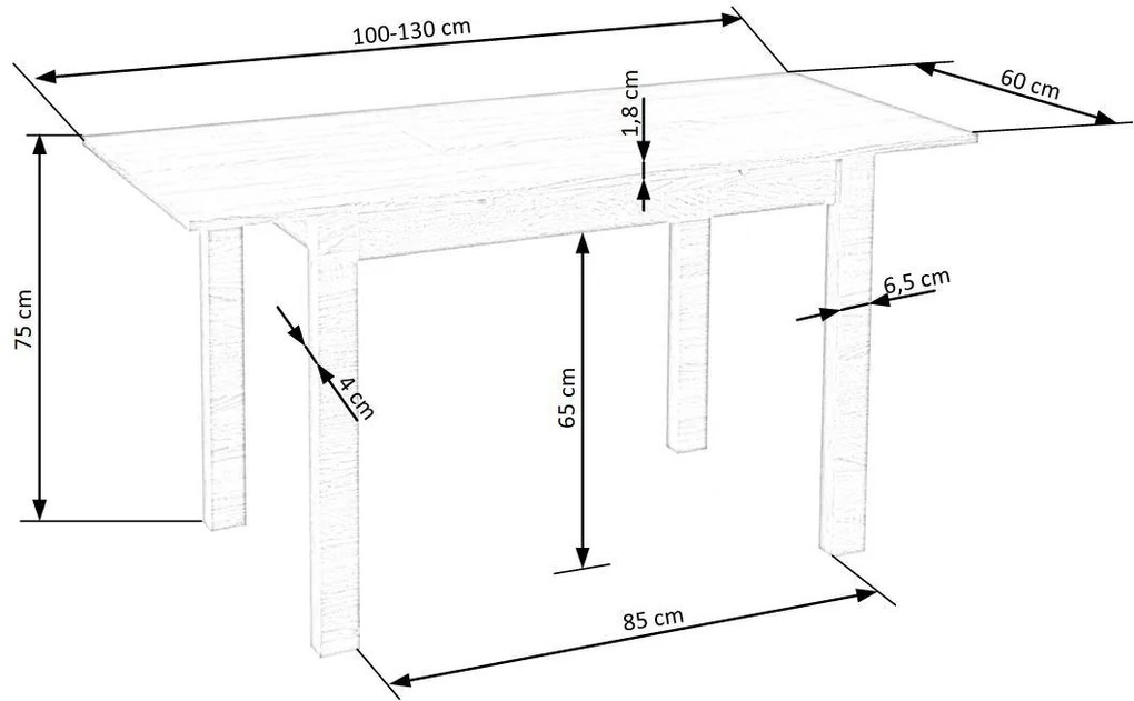 Rozkládací jídelní stůl GINO 100/135 cm dub craft