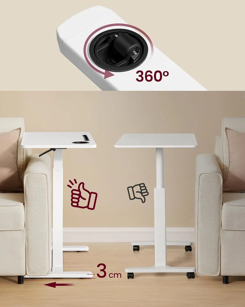 Výškově nastavitelný odkládací stolek Vasagle Elev 70 cm bílý