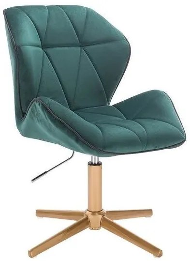 LuxuryForm DESIGN Otočná židle MILANO MAX VELUR na zlatém kříži - zelená
