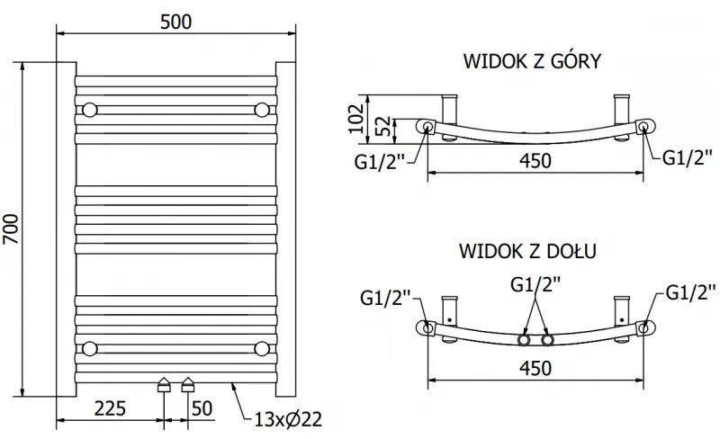 Mexen Ares, elektrické topné těleso 700 x 500 mm, 300 W, chromová, W102-0700-500-2300-01