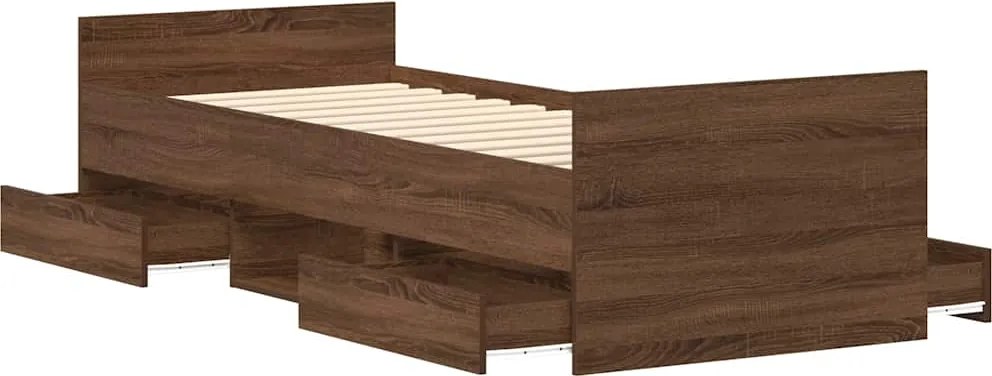 Rám postele s hlavovým a nožním čelem hnědý dub 75 x 190 cm 3203823