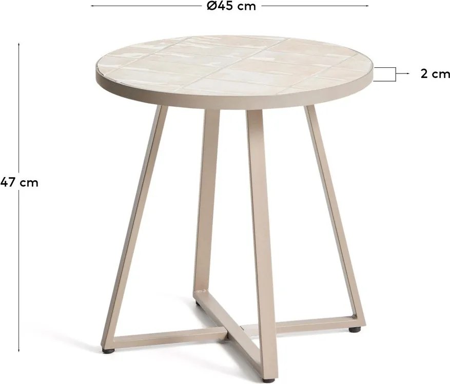 Kulatý zahradní stolek s keramickou deskou ø 45 cm Tella – Kave Home