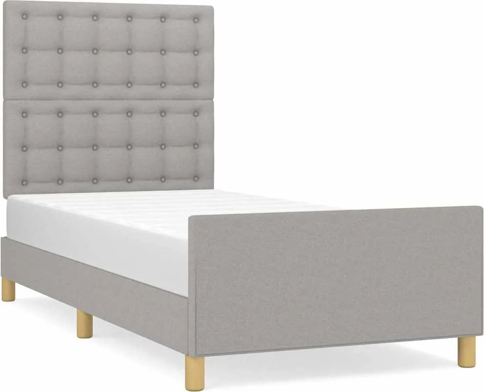 Rám postele s čelem světle šedý 90x200 cm textil 3125349