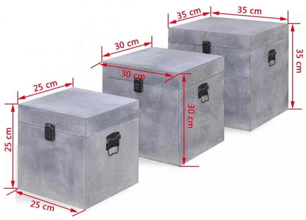 Úložný box 3 ks beton Dekorhome