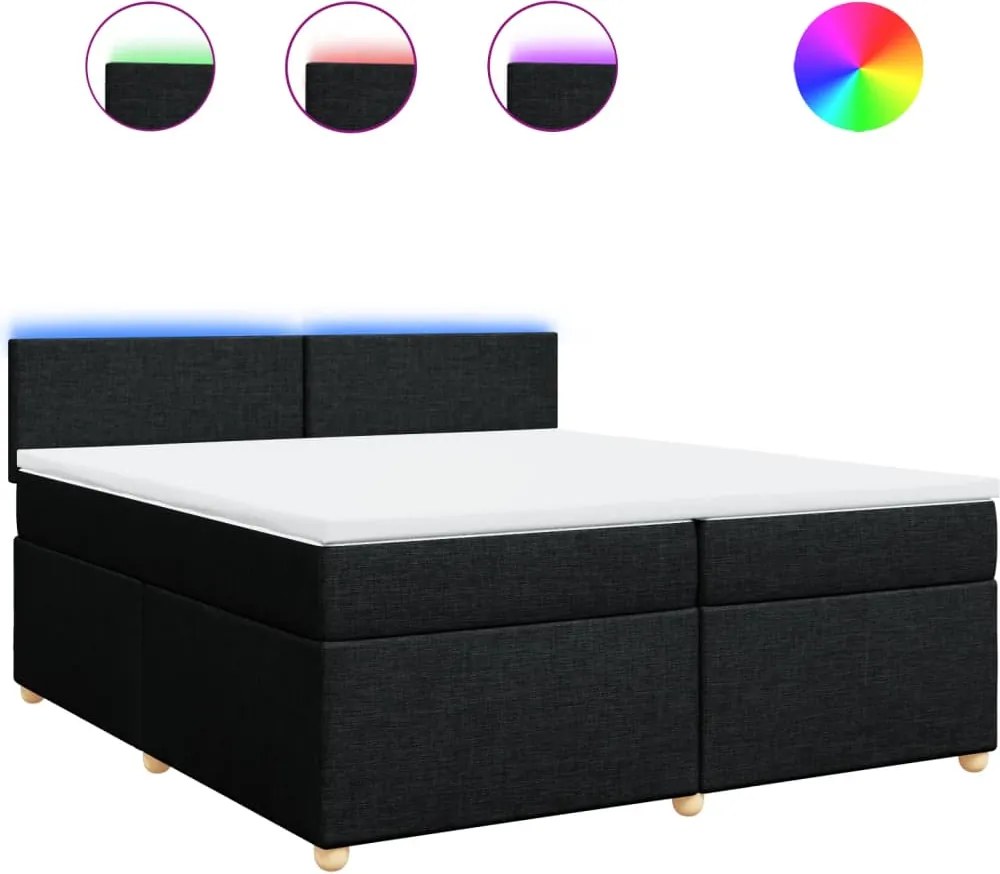 Box spring postel s matrací černá 200x200 cm textil 3289082