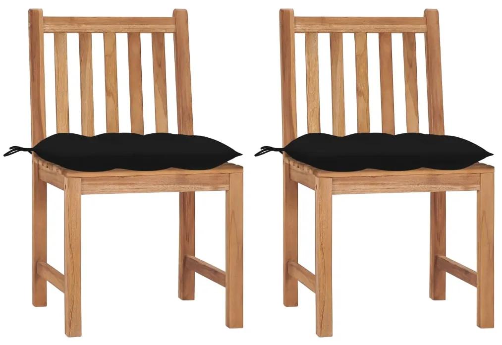 3062938 vidaXL Zahradní židle 2 ks s poduškami masivní teakové dřevo