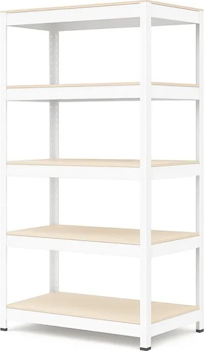 Regál 180x100x50 cm lakovaný 5-policový, nosnost 875 kg - bílý