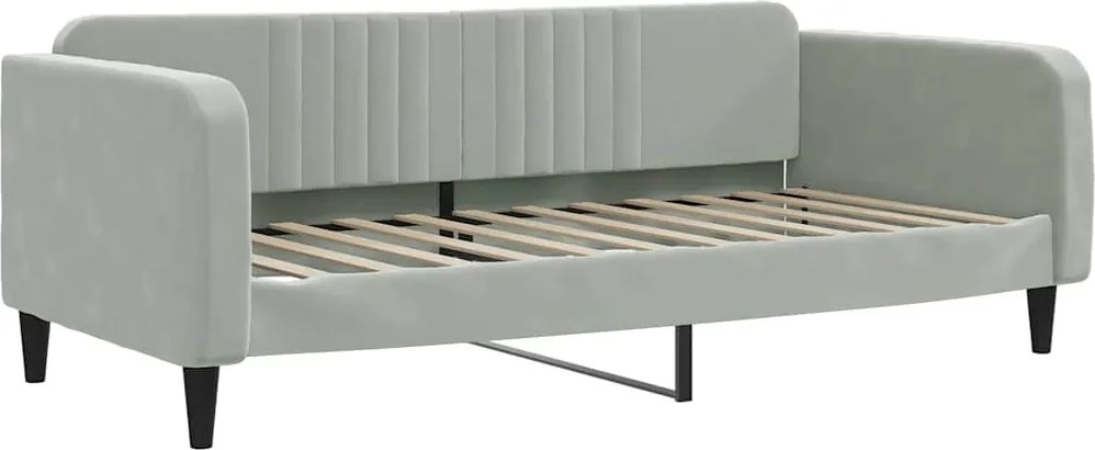 Válenda s přistýlkou a matracemi světle šedá 100x200 cm samet 3197094
