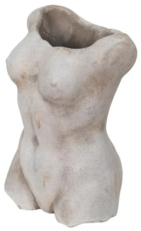 Šedý cementový květináč torzo ženy Lieke – 19x13x27 cm