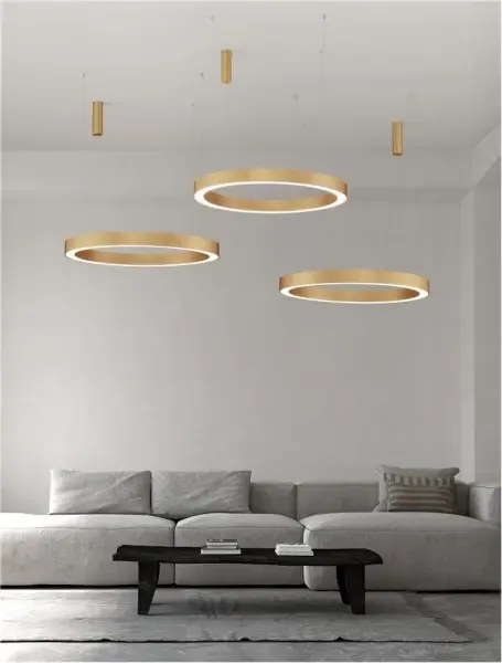 LED lustr Morbido 100 zlaté s dálkovým ovládáním