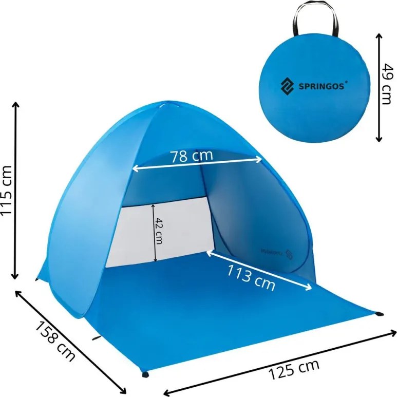 Plážový stan 125x160 cm SPRINGOS PT035 modrý