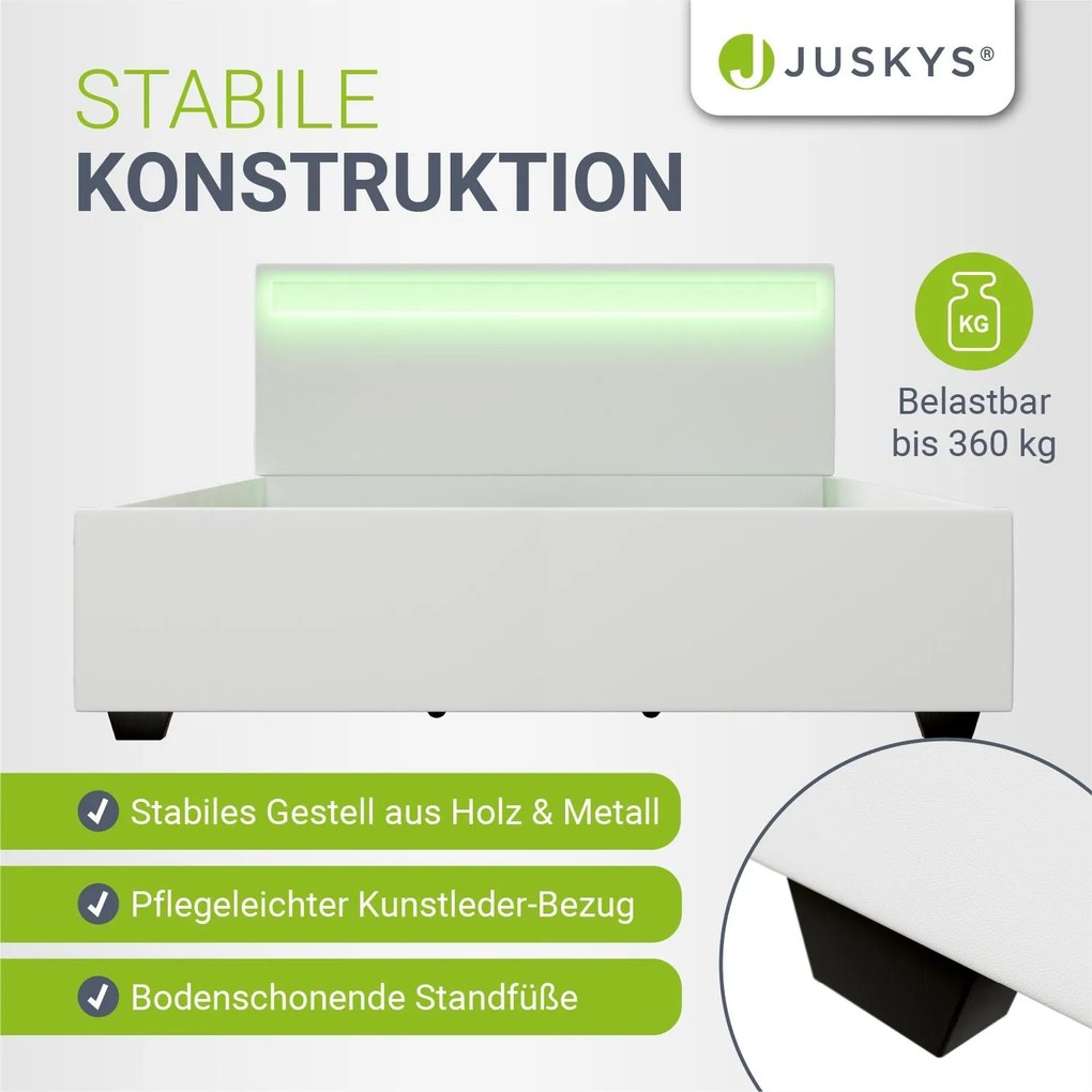 Juskys Čalouněná postel Lyon s úložným prostorem Barva: černá, Velikost: 140 × 200 cm