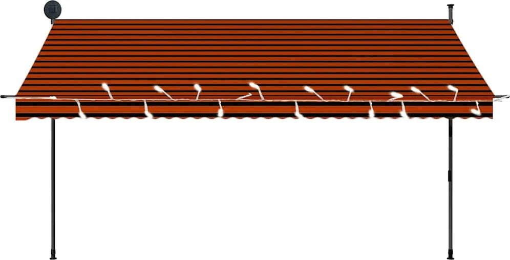 Ručně zatahovací markýza s LED světlem 350 cm oranžovo-hnědá 145881