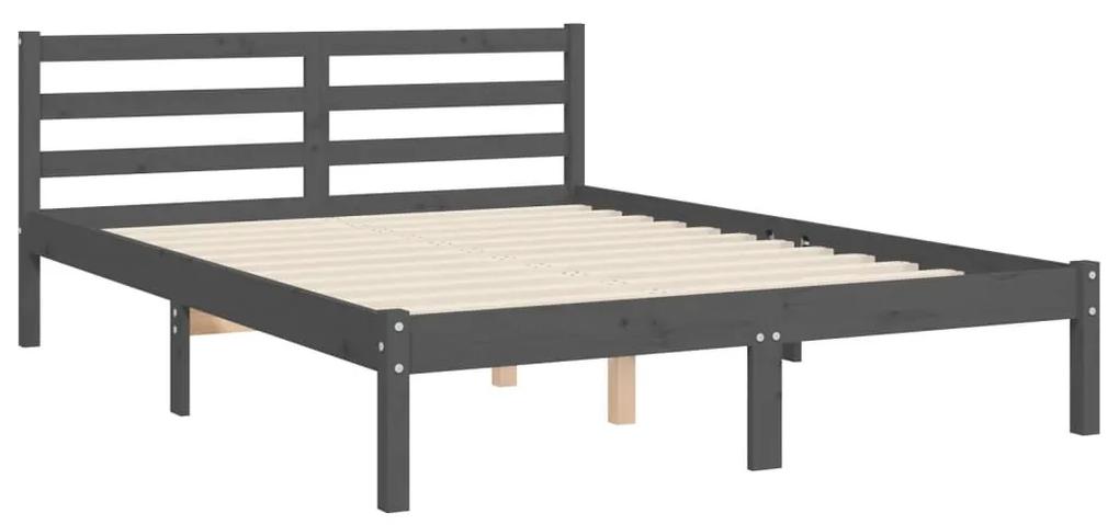 Rám postele s čelem šedý 140 x 200 cm masivní dřevo,  3194313